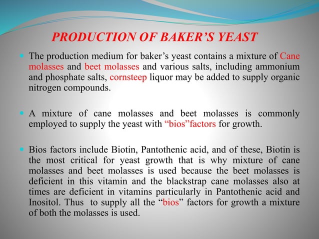 PRODUCTION OF BAKER’S YEAST.pptx | Desserts and Baking | Food & Drink