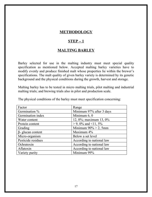 Production Of Beer By The Process Of Fermentation In Bioreactor | DOC ...