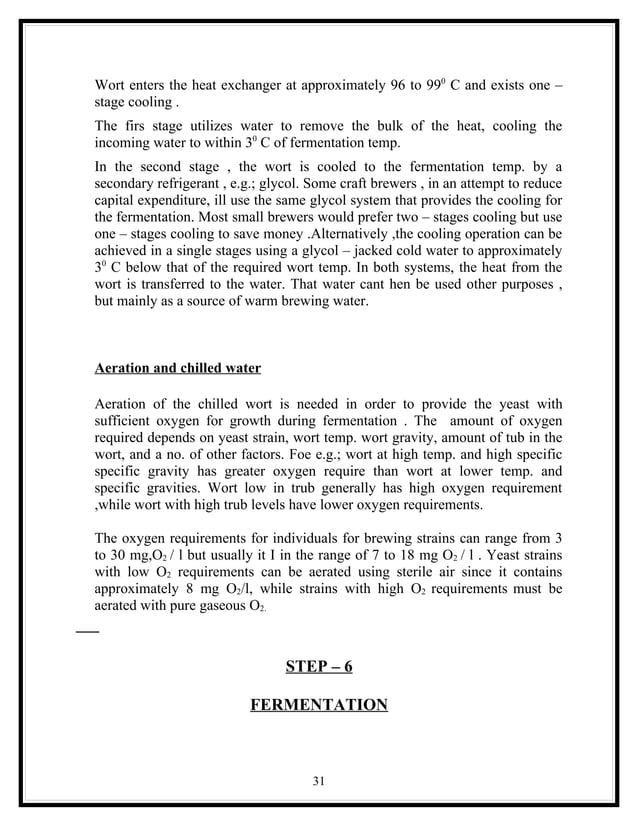Production Of Beer By The Process Of Fermentation In Bioreactor | DOC ...