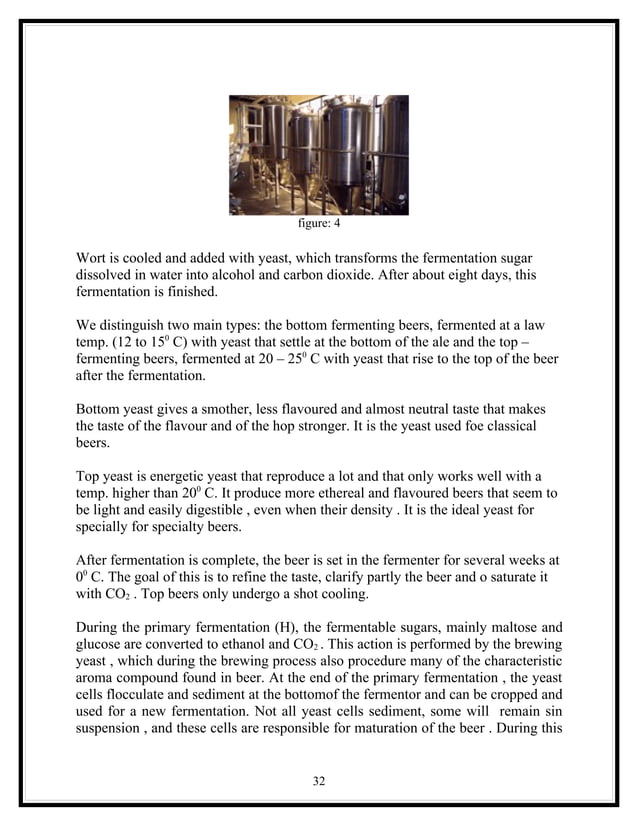 Production Of Beer By The Process Of Fermentation In Bioreactor | DOC ...