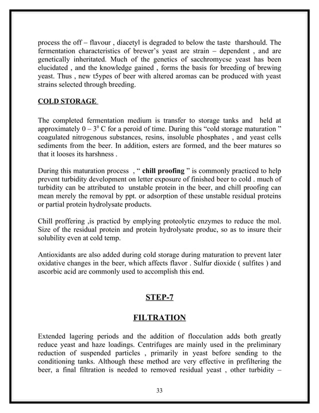 Production Of Beer By The Process Of Fermentation In Bioreactor | DOC ...