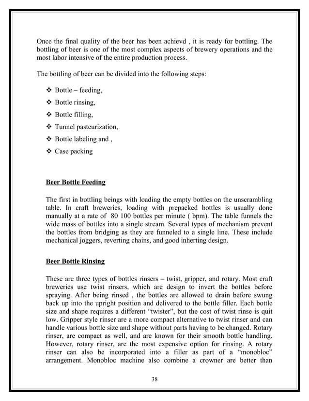 Production Of Beer By The Process Of Fermentation In Bioreactor | DOC ...