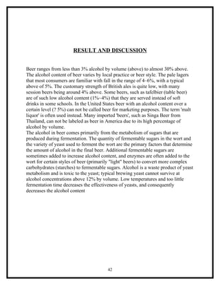 Production Of Beer By The Process Of Fermentation In Bioreactor | DOC