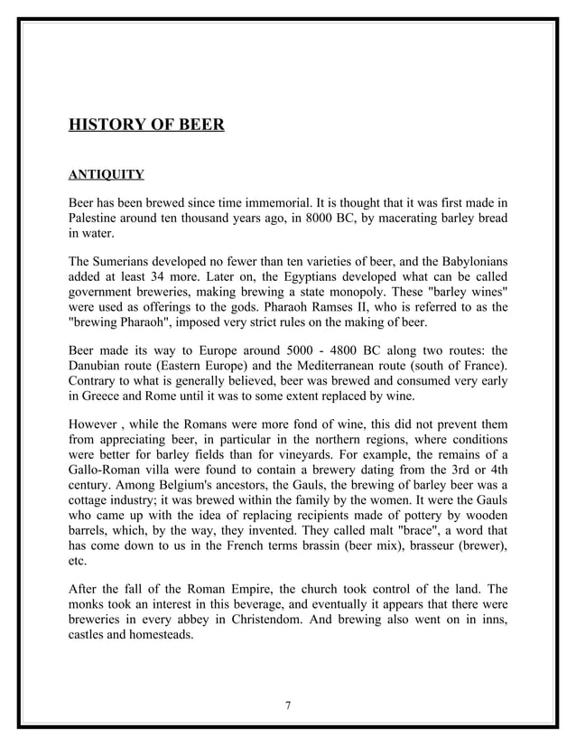 Production Of Beer By The Process Of Fermentation In Bioreactor | DOC ...