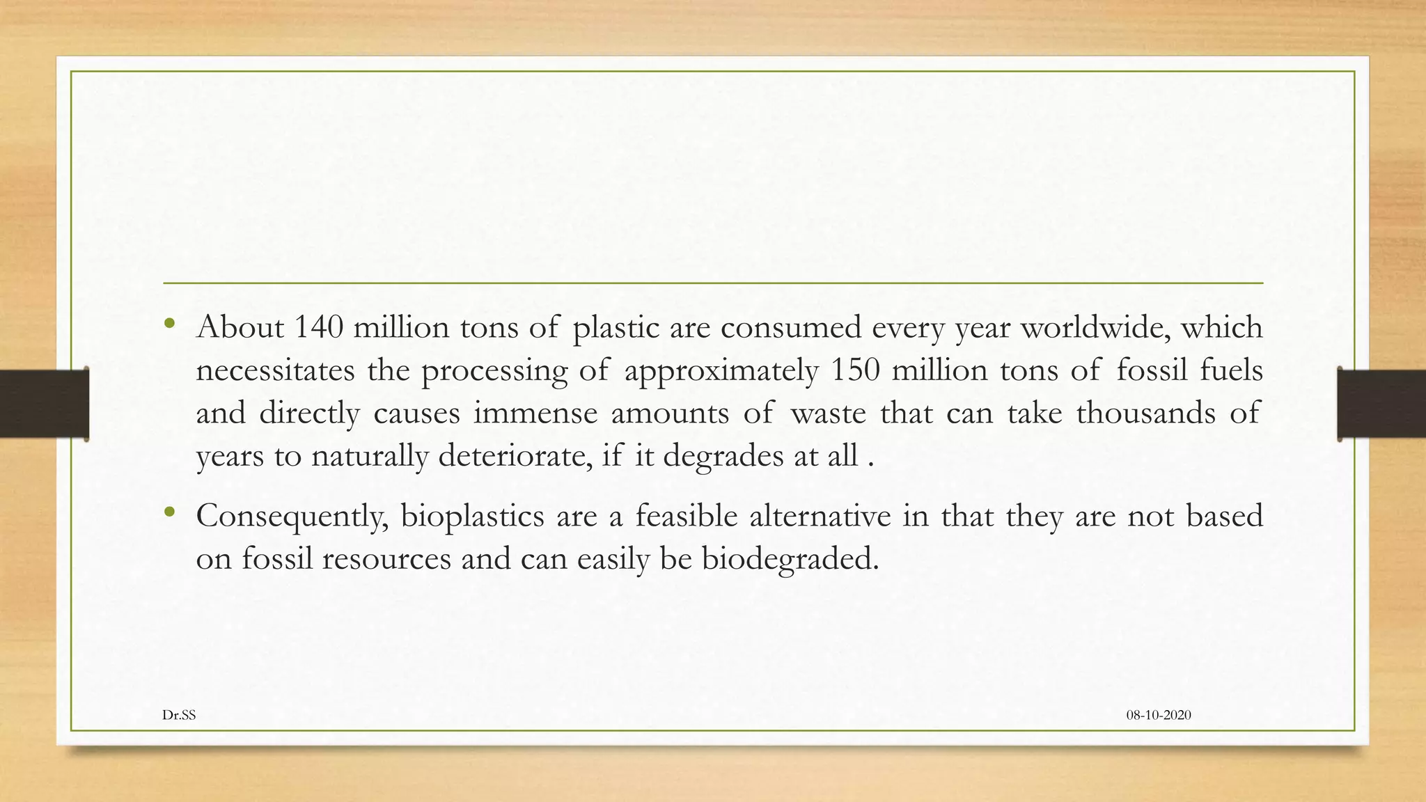Production of biodegradable. plastic | PPTX