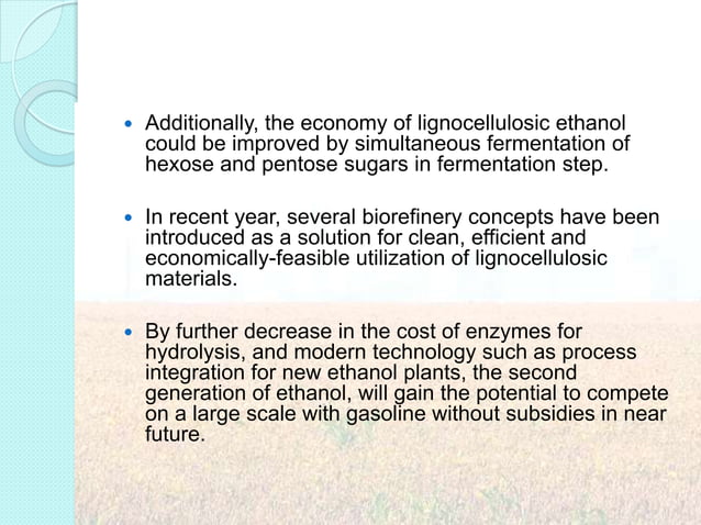 Production of bioethanol from wheat straw | PPTX | Agriculture | Industries