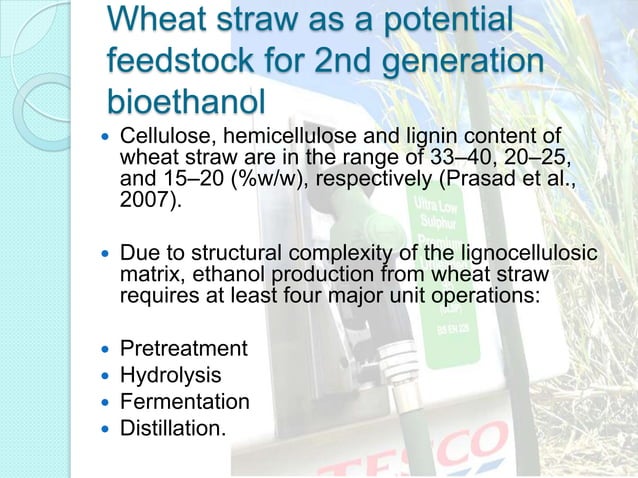 Production of bioethanol from wheat straw | PPTX | Agriculture | Industries