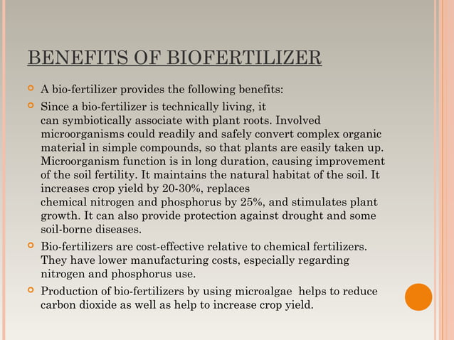 Production of biofertilizer(anabaena and nostoc) using co2 | PPT
