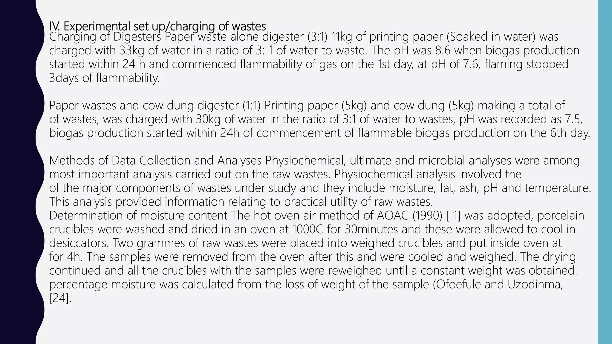 Production of biogas from paper waste blended with cow dung | PPTX