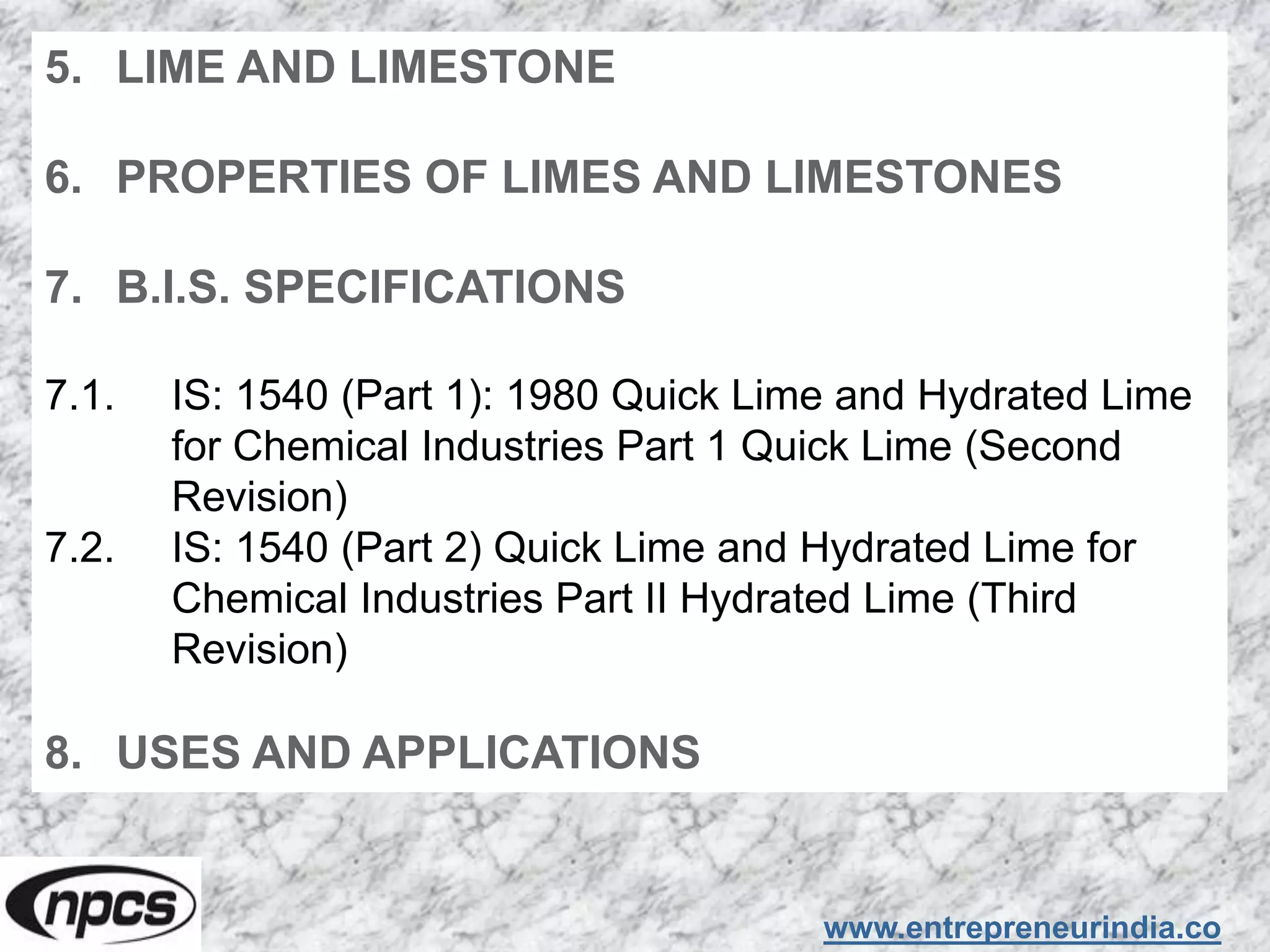 Production of different grades of Lime from Limestone (Technical Grade ...