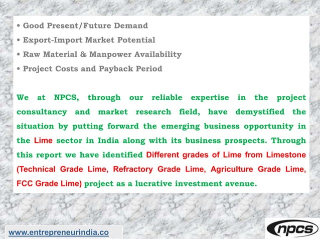 Production of different grades of Lime from Limestone (Technical Grade ...