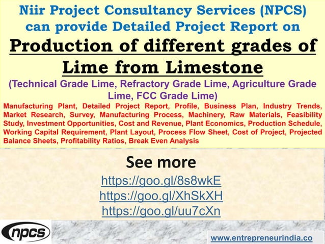 Production of different grades of Lime from Limestone (Technical Grade ...