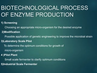 Production of enzymes ppt | PPTX | Food & Drink