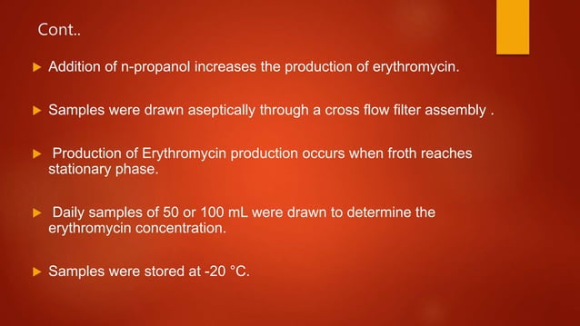 Production of erythromycin | PPTX | Chemistry | Science