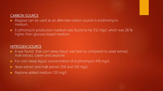 Production of erythromycin | PPTX | Chemistry | Science