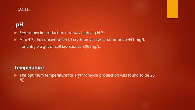 Production of erythromycin | PPTX | Chemistry | Science