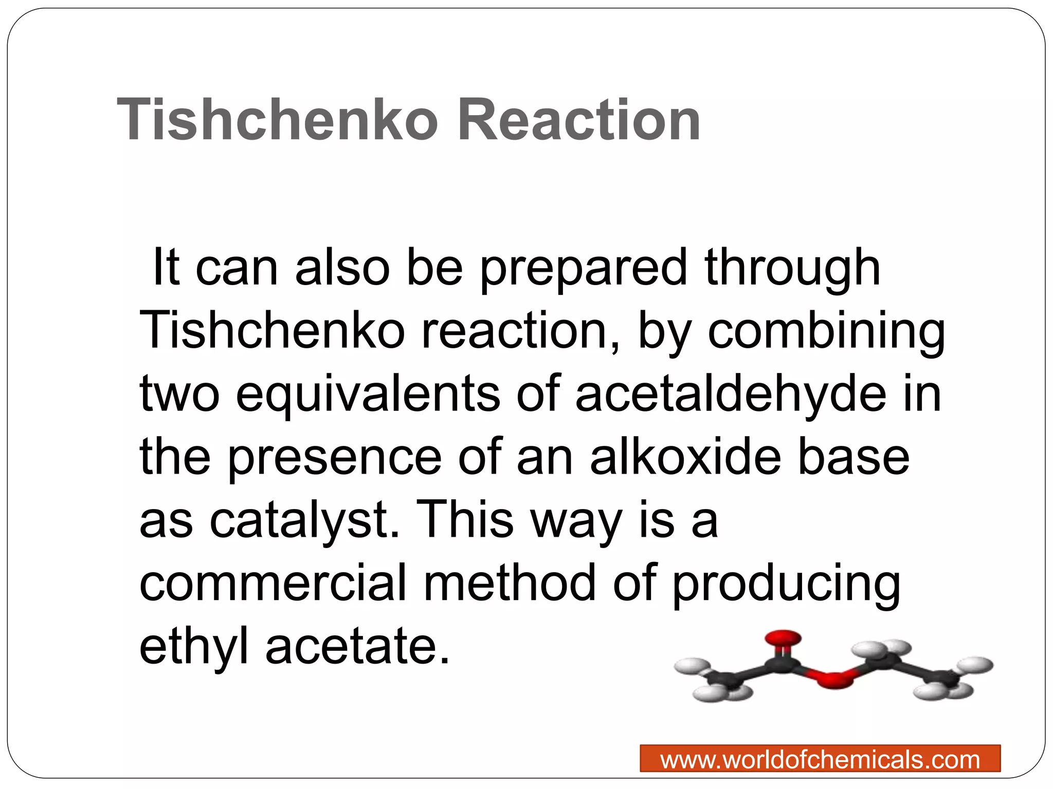Production of ethyl acetate by esterification | PPTX