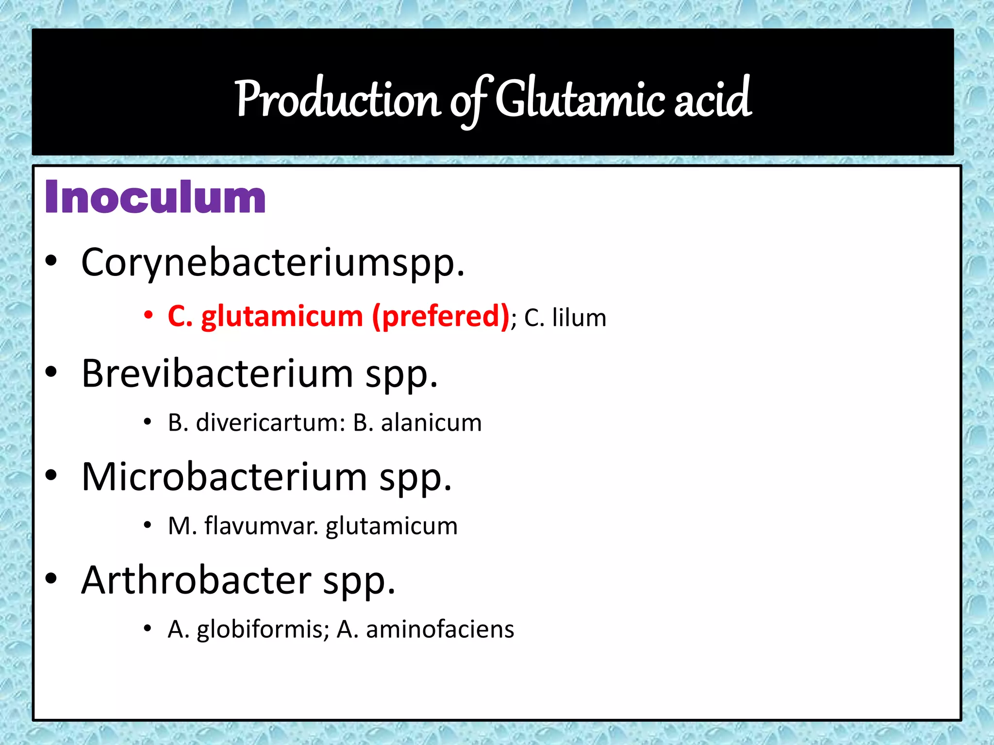 Production of glutamic acid | PPTX