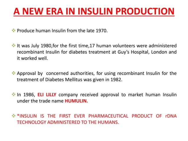 Production of human health care products insulin | PPT | Diabetes ...