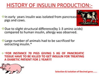 Production of human health care products insulin | PPT
