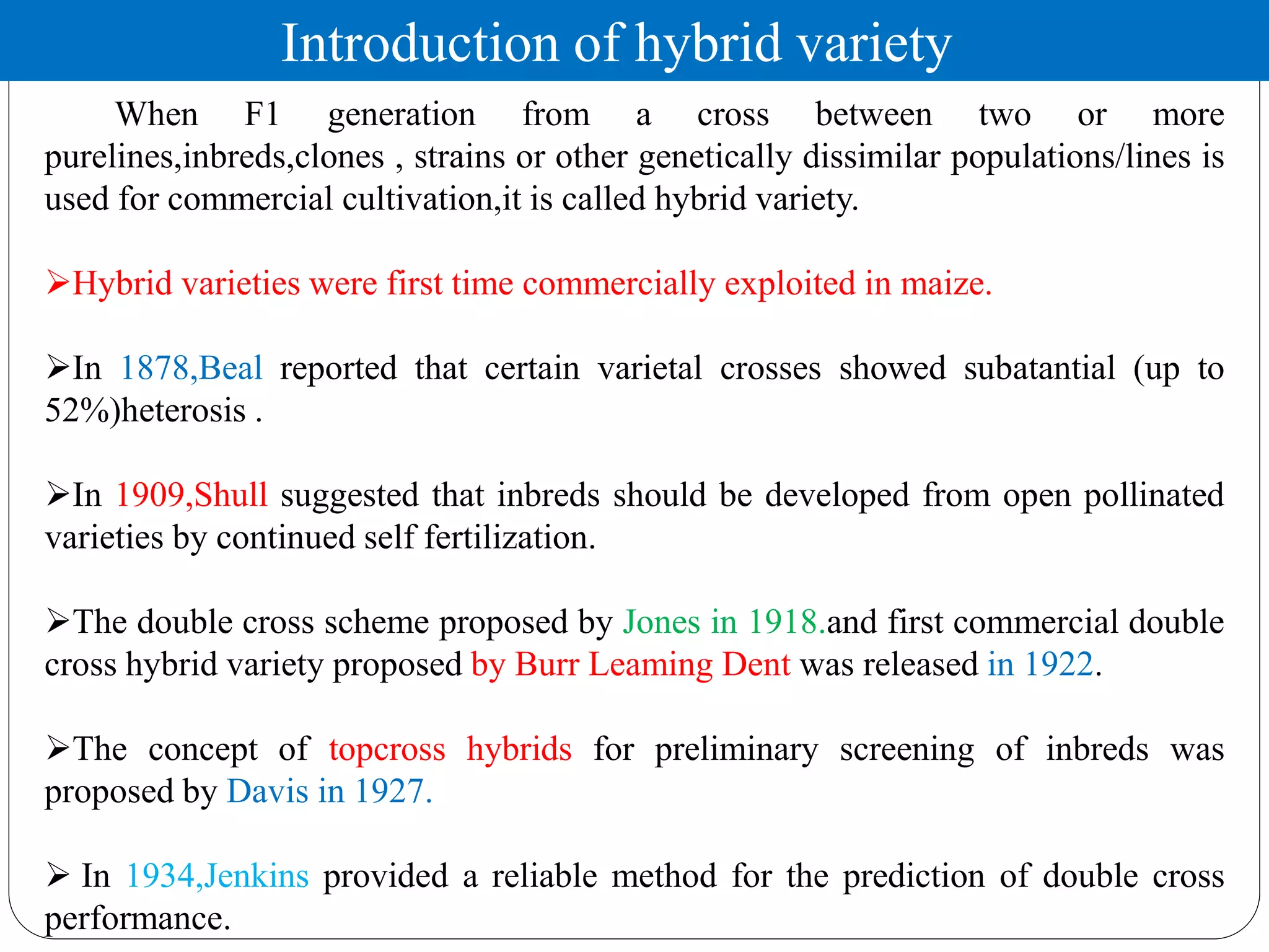 Production of inbred lines & hybrid variety | PPT