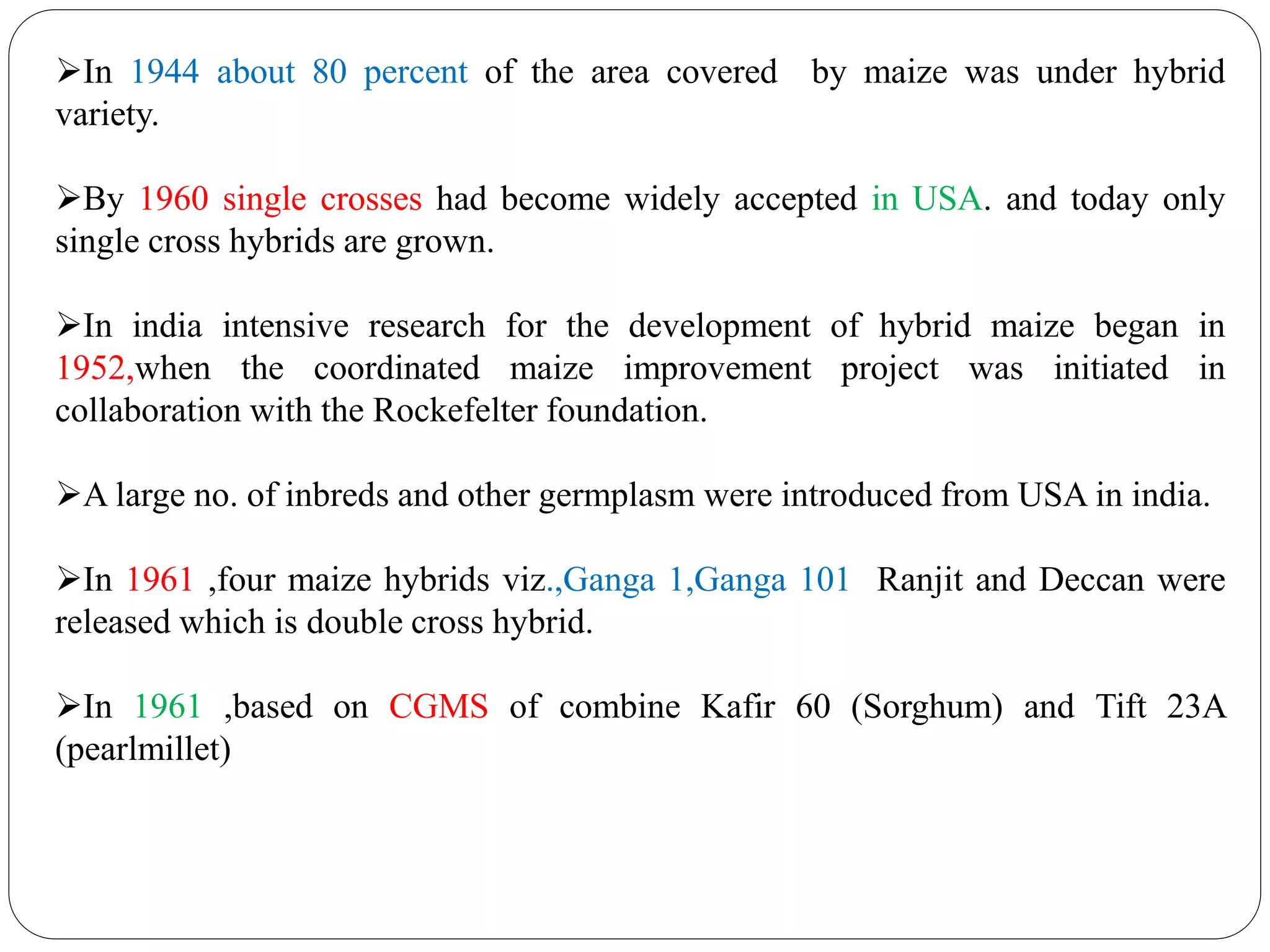 Production of inbred lines & hybrid variety | PPT