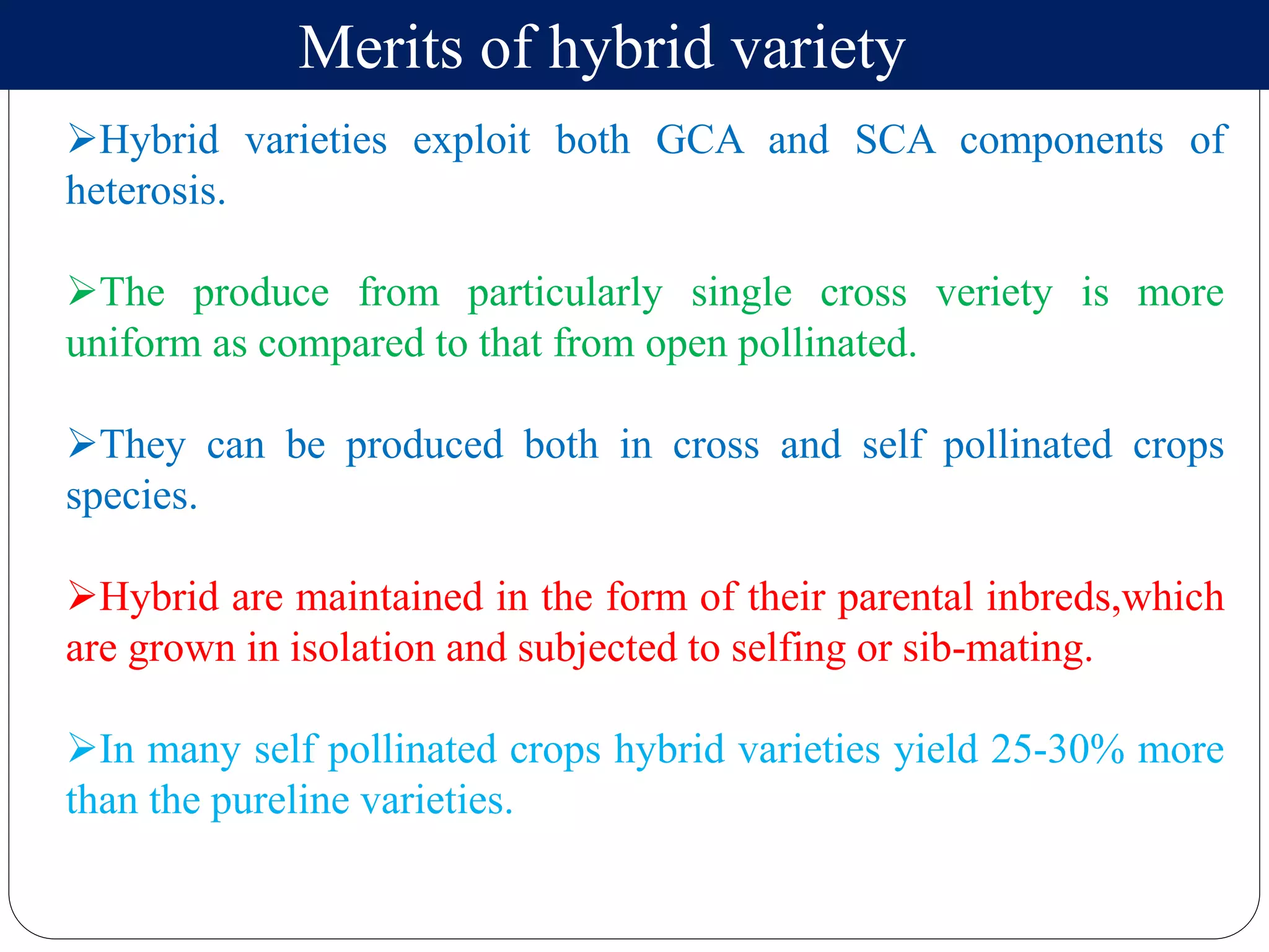 Production of inbred lines & hybrid variety | PPT