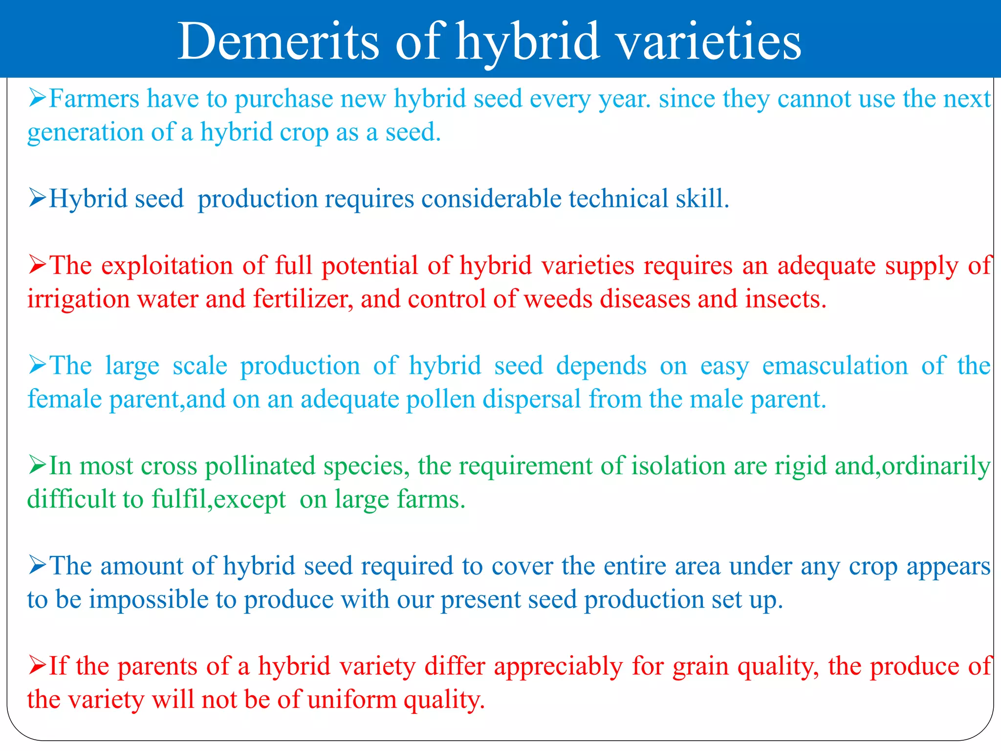 Production of inbred lines & hybrid variety | PPT