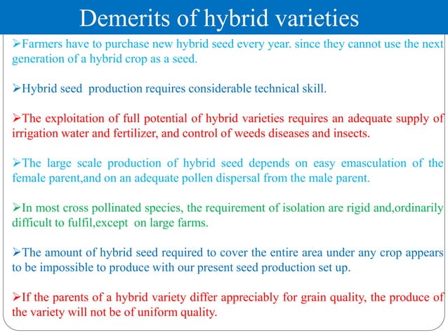 Production of inbred lines & hybrid variety | PPT