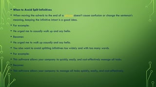 PRODUCTION OF INFINITIVES AND SPLIT INFINITIVES.pptx