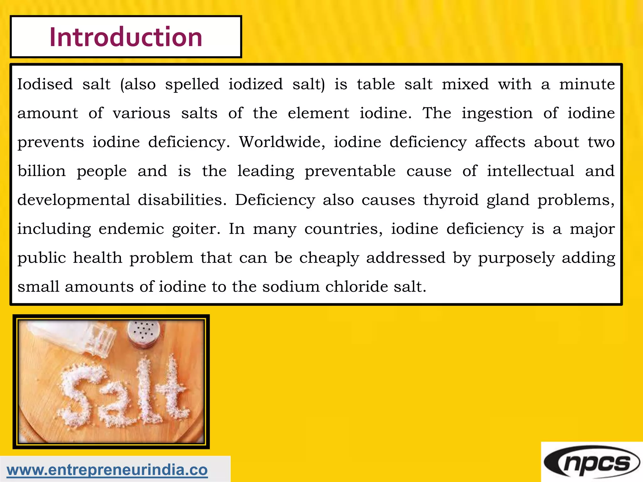 Production of iodized table salt. | PPTX