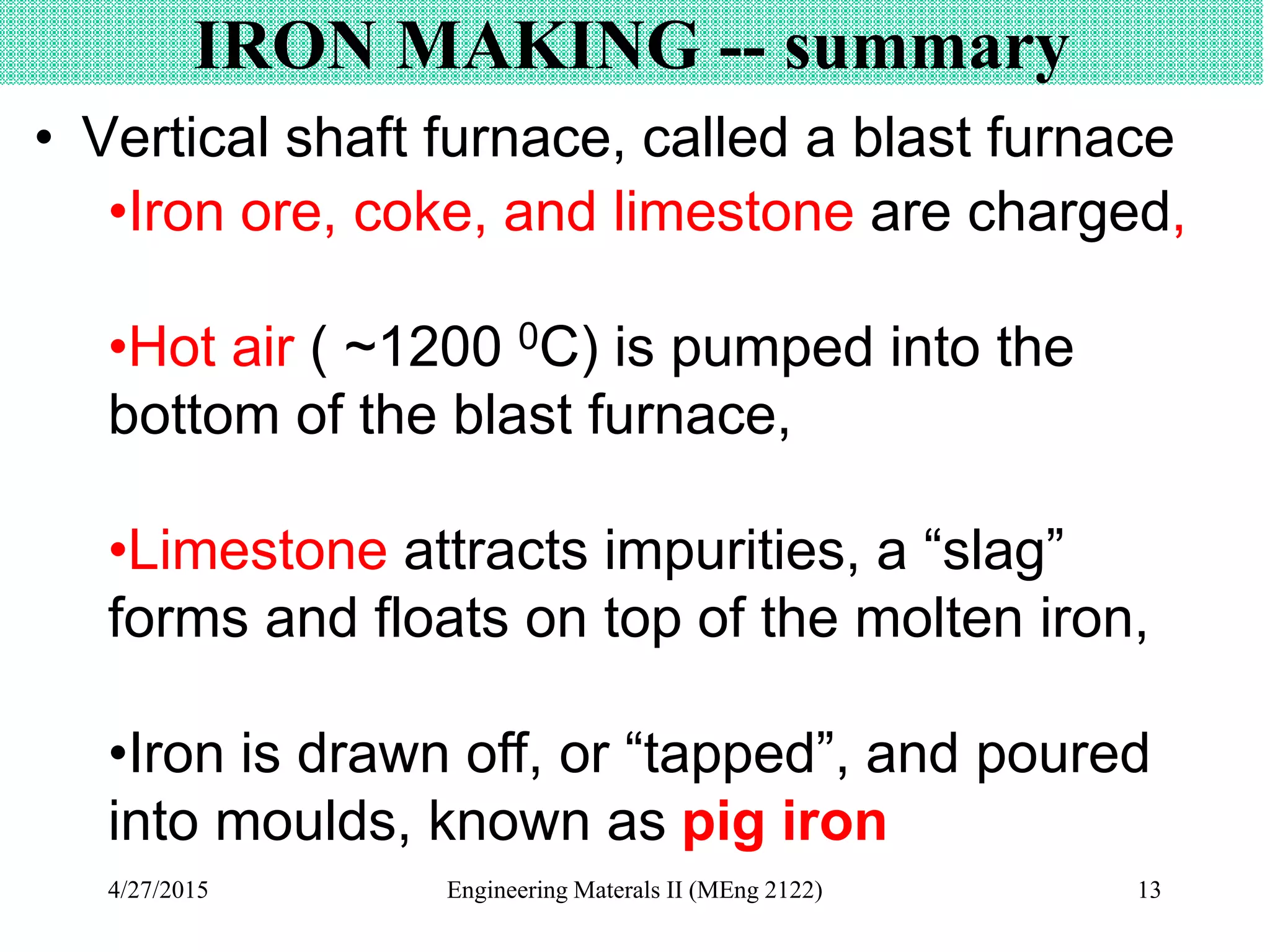 Production of iron and steel | PPTX