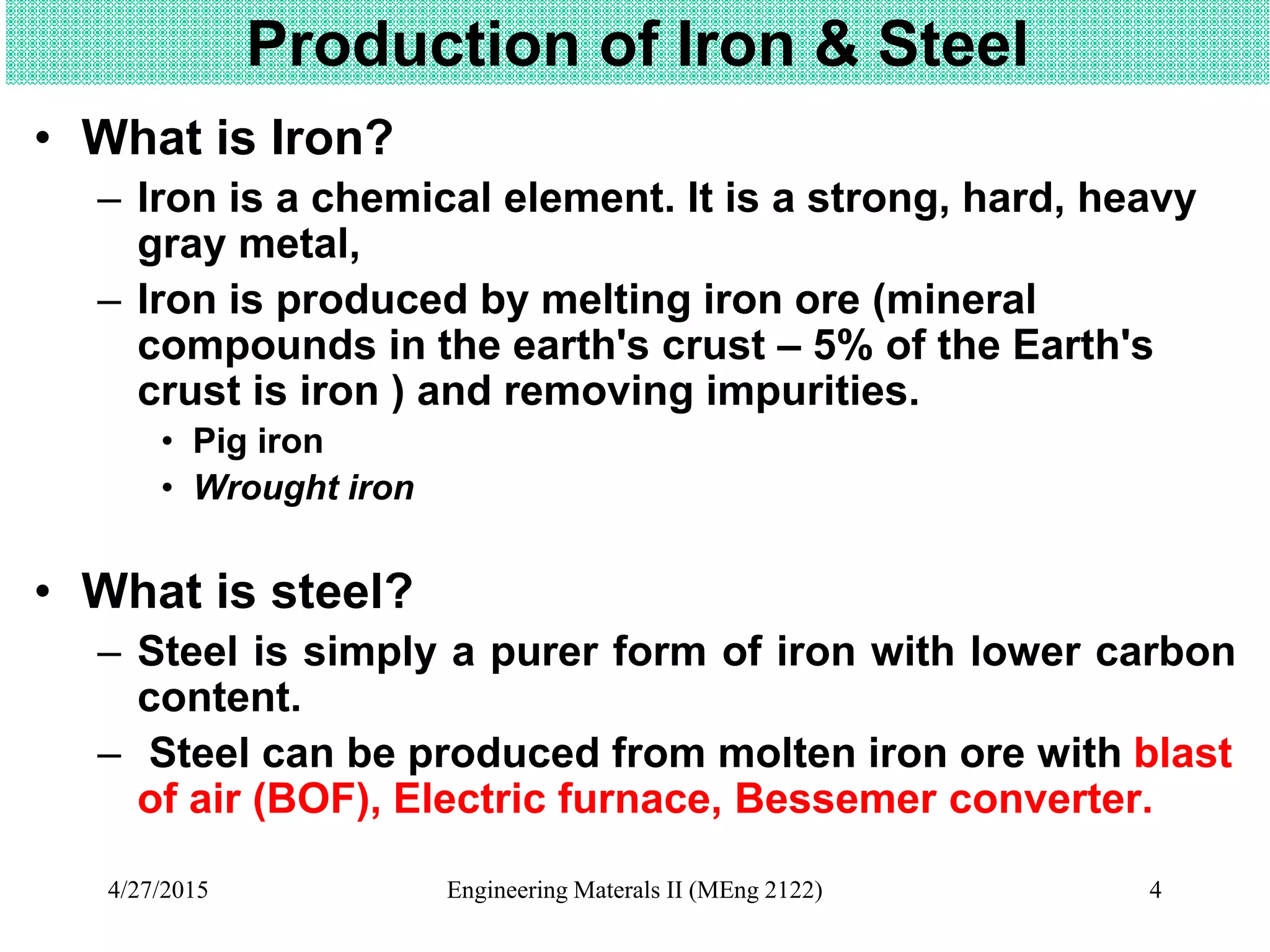 Production of iron and steel | PPTX