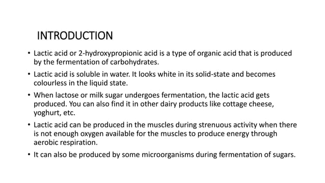 Production of lactic acid.pptx | Chemistry | Science