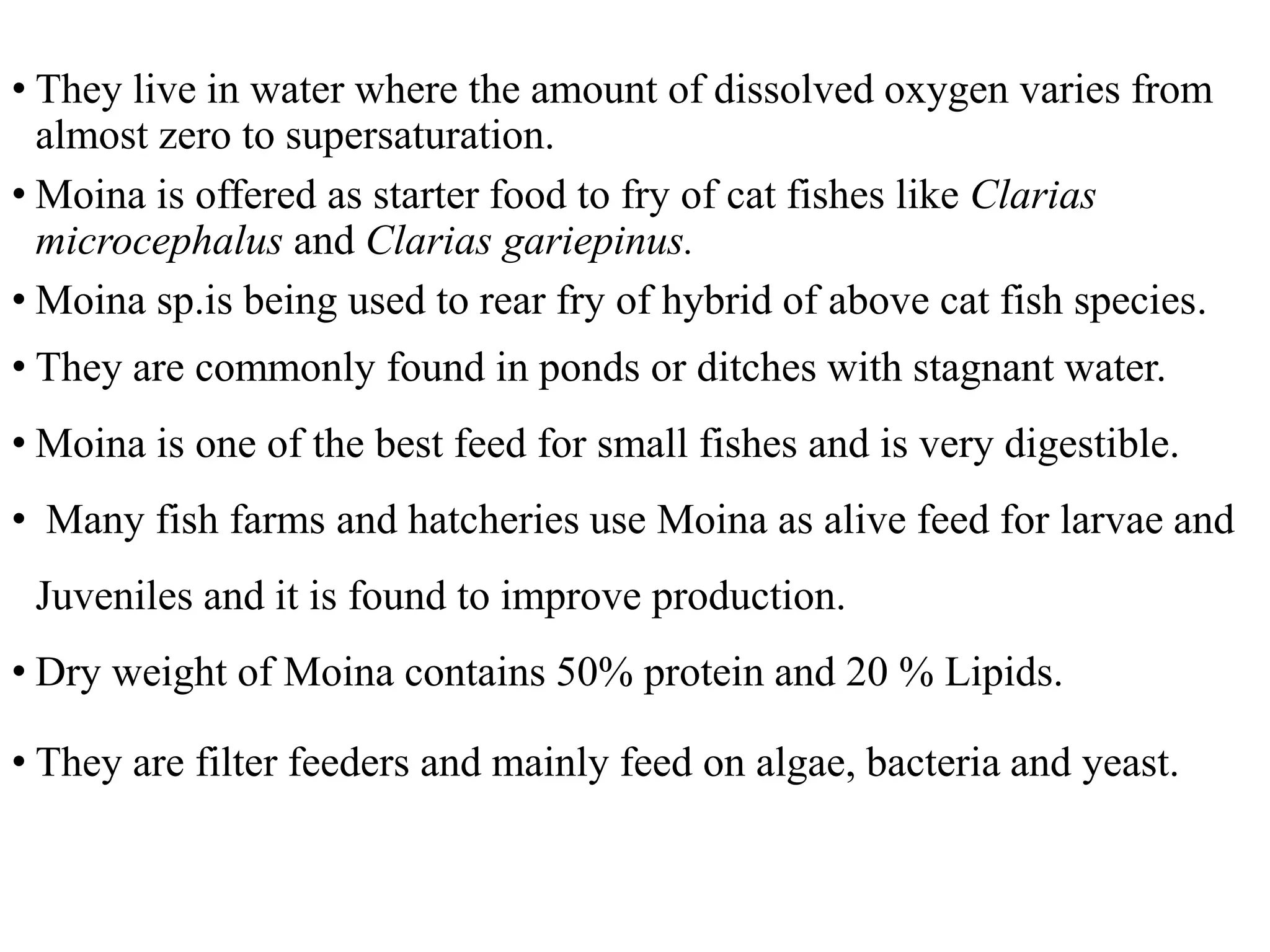 Production of live food (Aquatic micro animals)for the rearing of fish ...