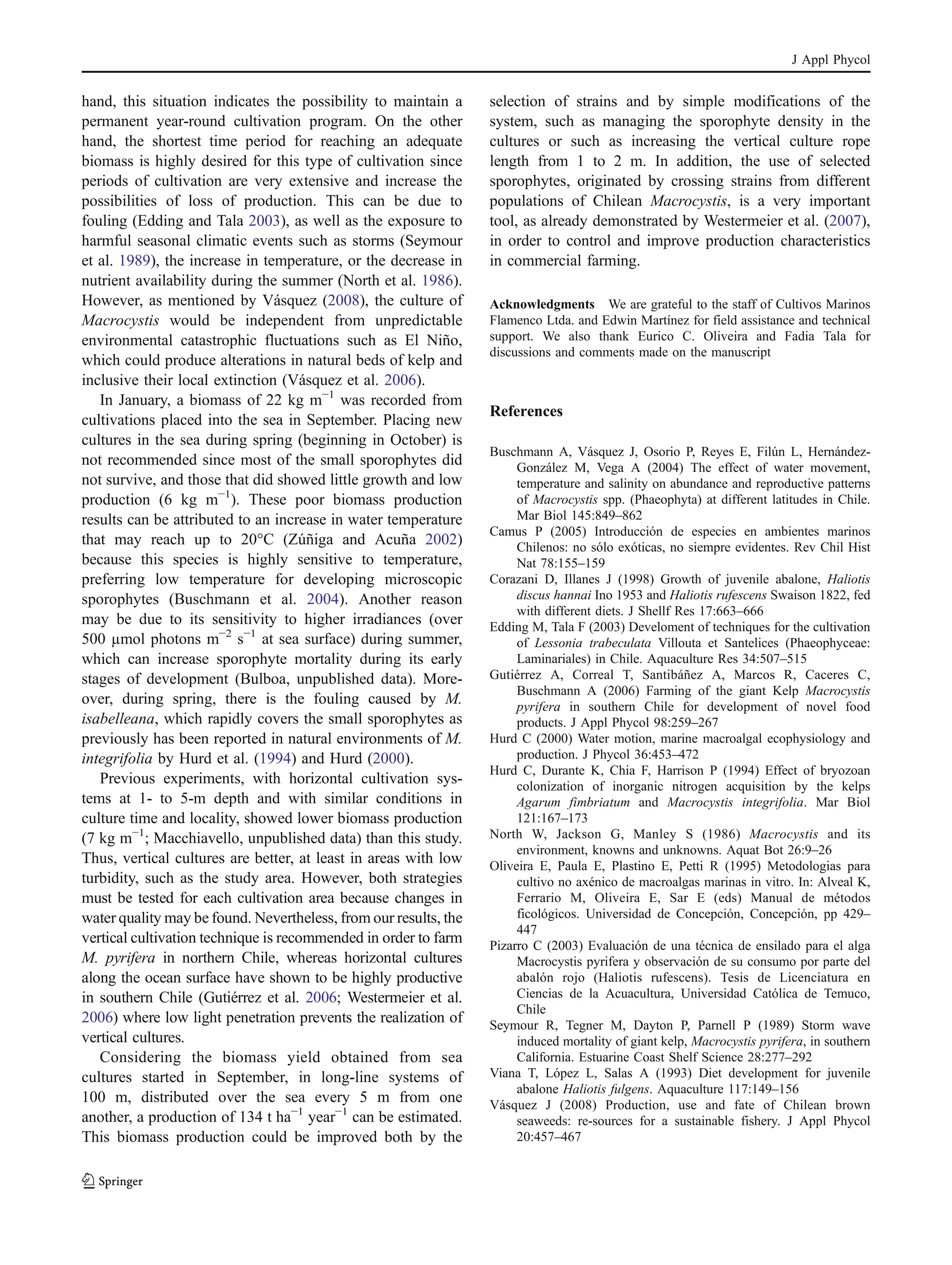 Production of macrocystis pyrifera laminariales phaeophyceae in ...