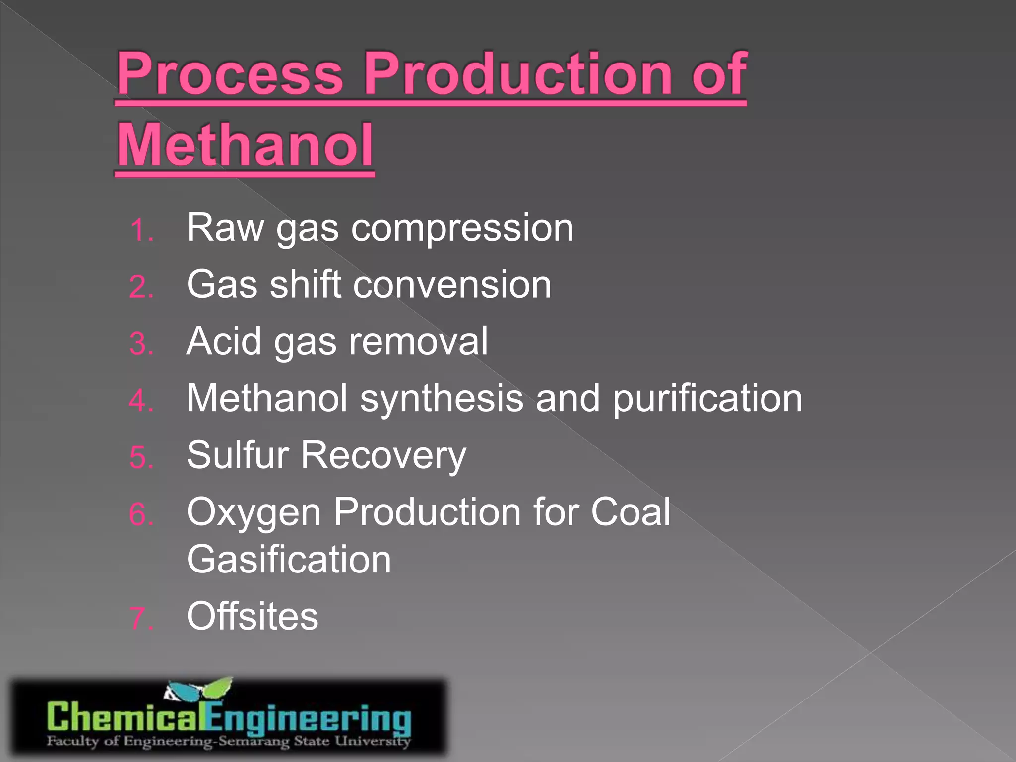 Production of methanol from coal | PPTX