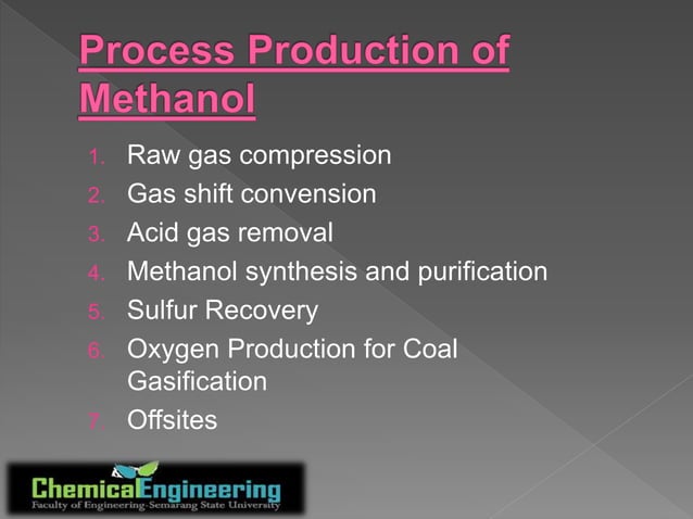 Production of methanol from coal | PPTX | Chemistry | Science