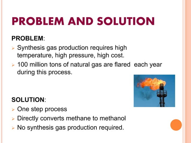 Production of methanol from methane and air | PPTX | Chemistry | Science