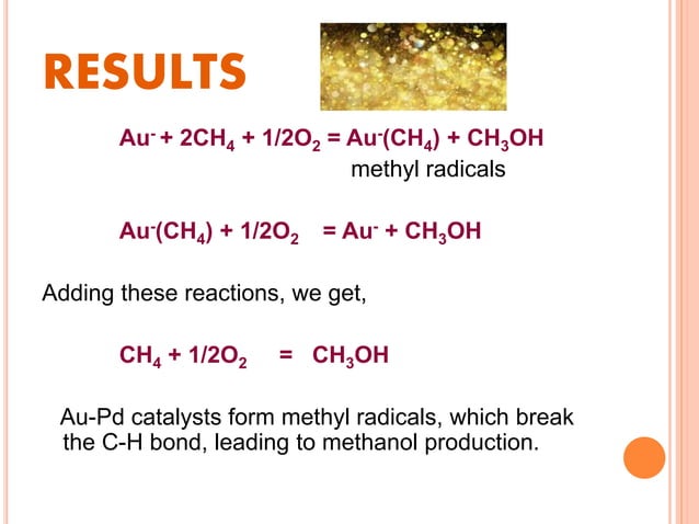 Production of methanol from methane and air | PPTX | Chemistry | Science
