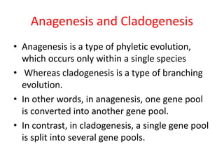 Production of new evlutionary lineages | PPTX