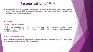 Production of pasteurised milk, ice cream, dried milk powder, and ...