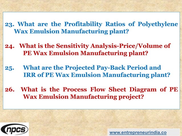 Production of PE Wax Emulsion (Polyethylene Wax Emulsion) | PPT