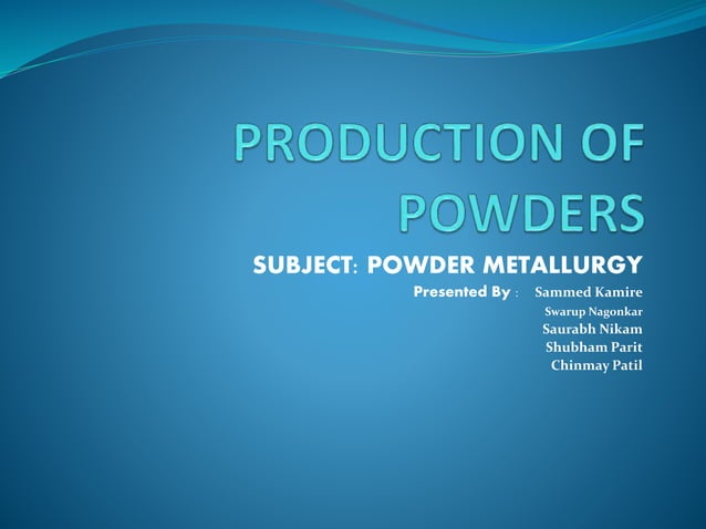 Production of powders | PPT