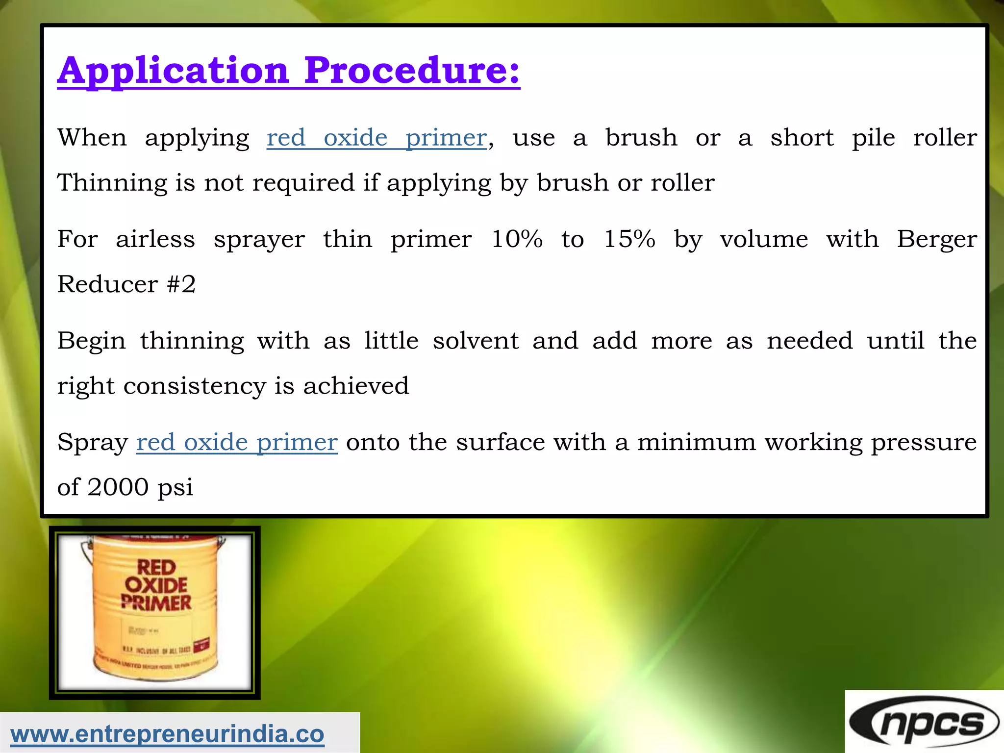 Production of red oxide primer | PPTX