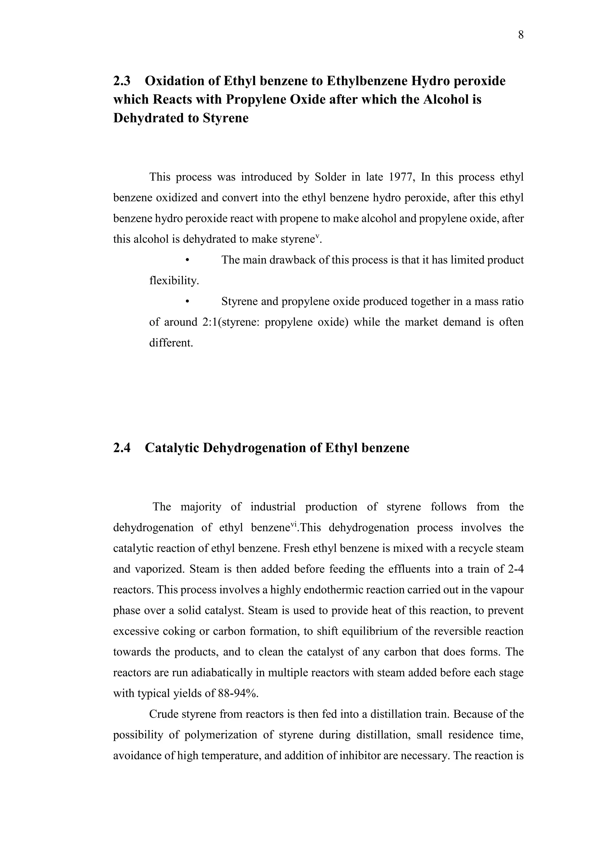 Production of styrene | PDF