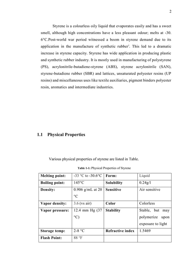 Production of styrene | PDF