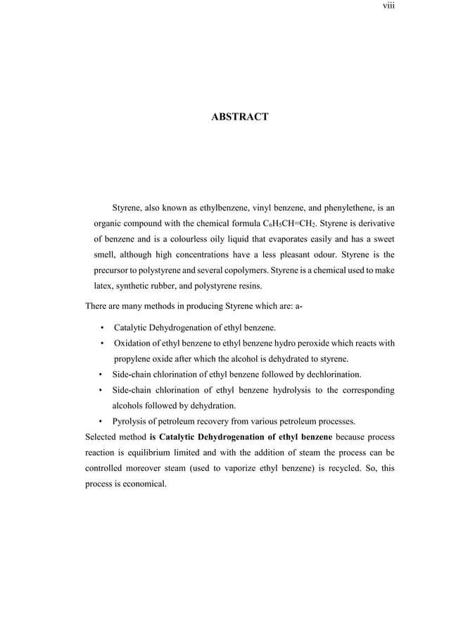 Production of styrene | PDF