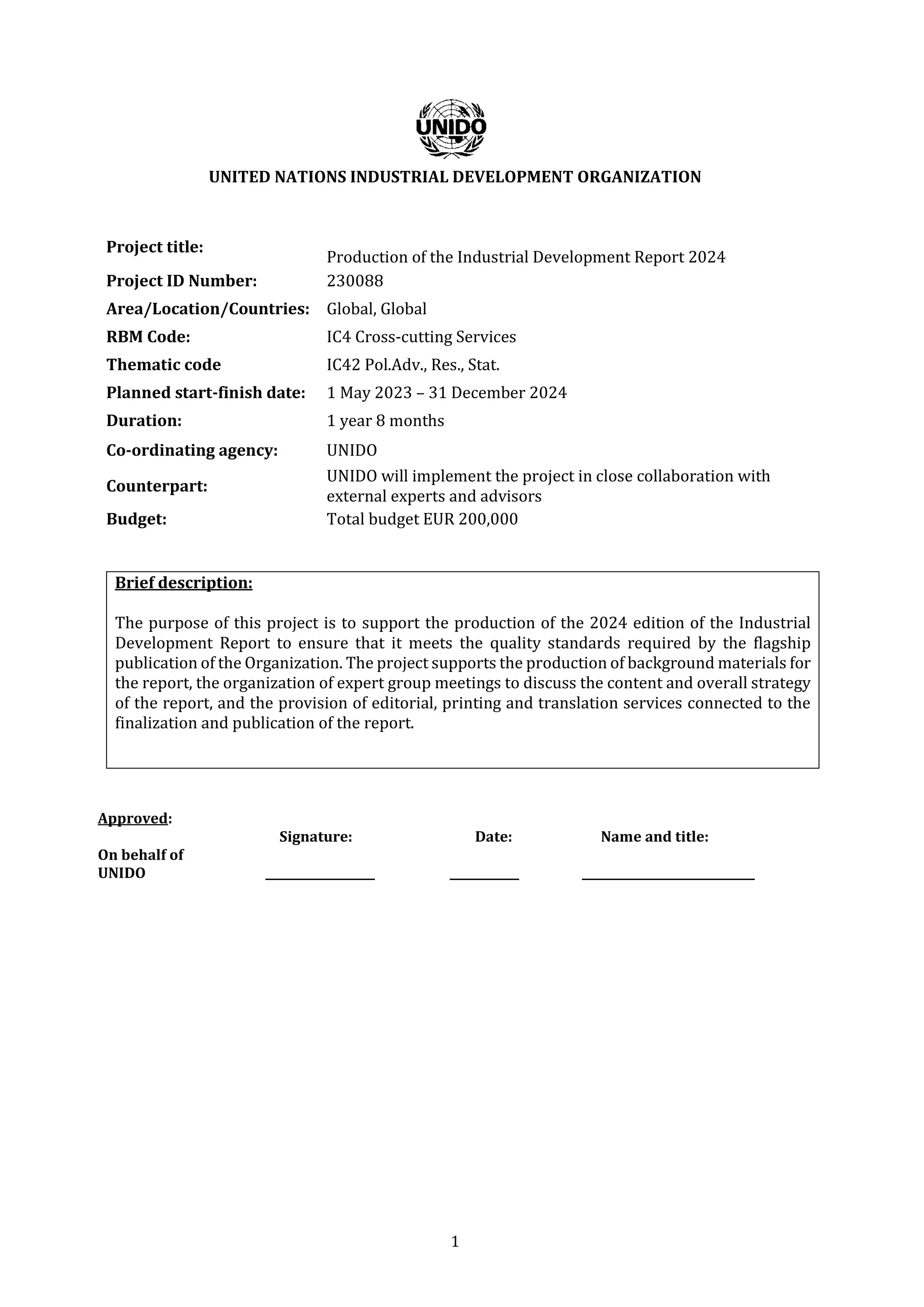 Production of the Industrial Development Report 2024. | PDF