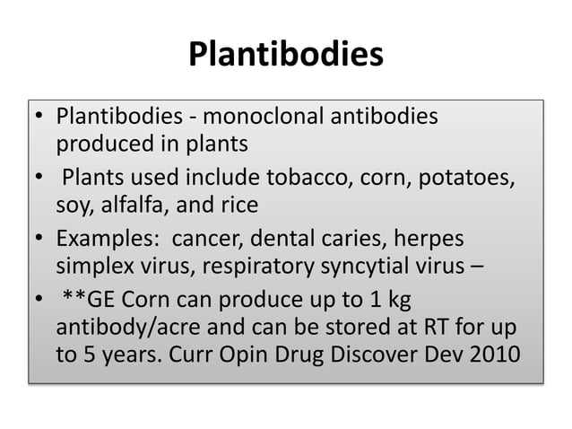 Production of therapeutic proteins in plants | PPTX | Biotech and ...